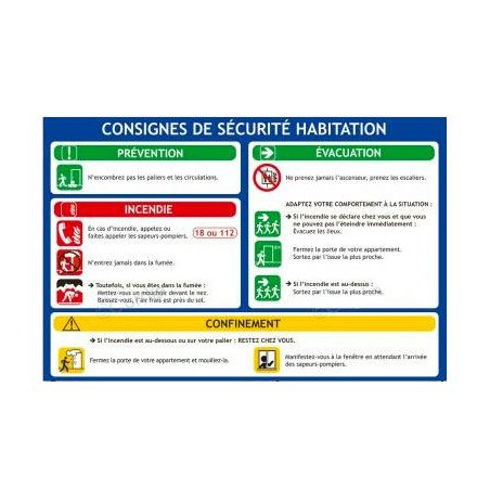 Consignes de sécurité pour résidence d'habitation